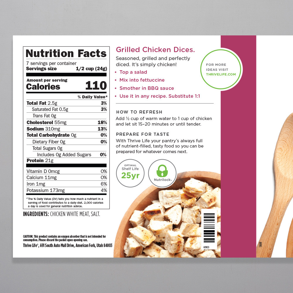 Chicken Grilled Seasoned Freeze Dried